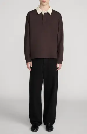 FRAME Cotton Rugby Polo - Deep Brown