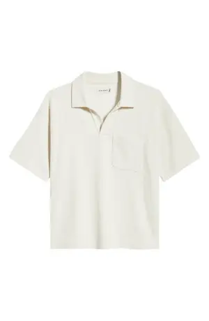 FRAME Textured Cotton Blend Polo - Light Stone