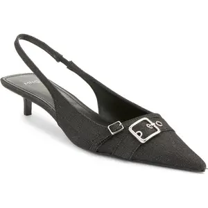 Mango Mecha Kitten Heel Pointed Toe Pump - Navy