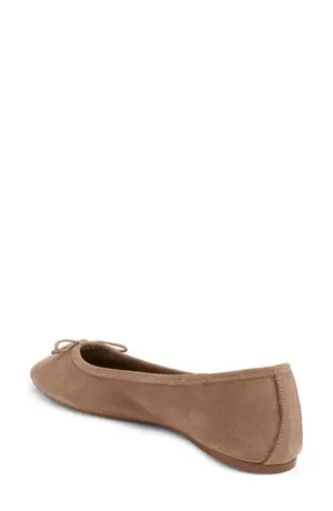 Mango Bow Round-toe Leather Ballet Flats