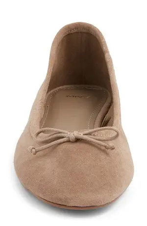 Mango Bow Round-toe Leather Ballet Flats
