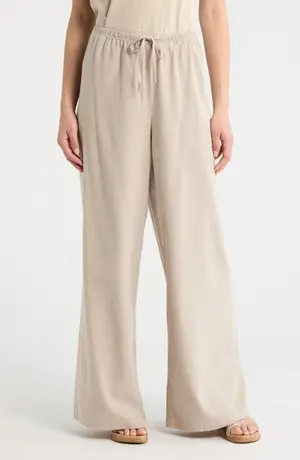 Splendid Valerie Drawstring Wide Leg Pants - Fawn