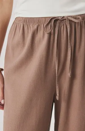 Splendid Valerie Drawstring Wide Leg Pants - Wicker Brown