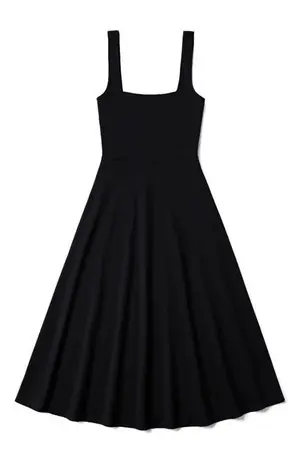 PACT Fit & Flare Square Neck Organic Cotton Dress - Black
