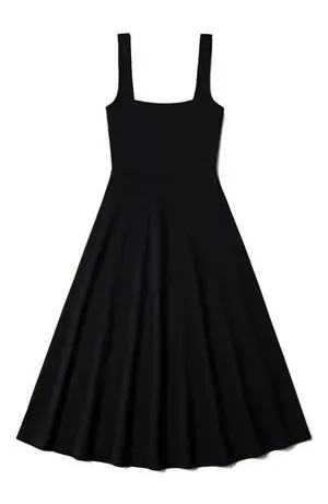 PACT Fit & Flare Square Neck Organic Cotton Dress - Black
