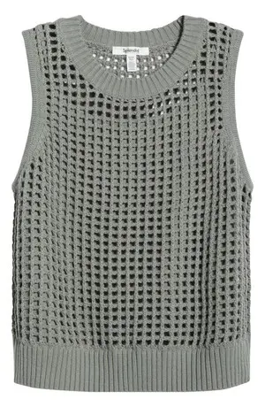 Splendid Camellia Open Knit Sleeveless Sweater - Eucalyptus Green