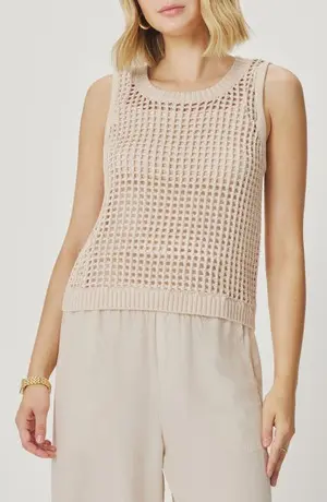 Splendid Camellia Open Knit Sleeveless Sweater - Fawn Beige