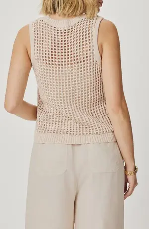 Splendid Camellia Open Knit Sleeveless Sweater - Fawn Beige