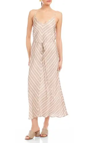 Fifteen Twenty Cami Chevron Stripe Satin Midi Dress