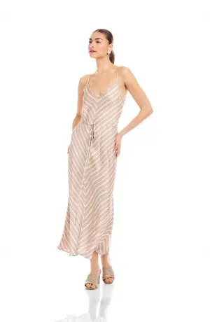 Fifteen Twenty Cami Chevron Stripe Satin Midi Dress