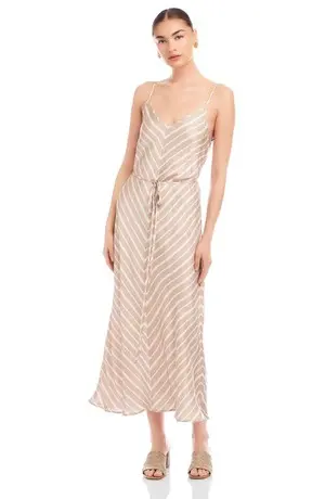 Fifteen Twenty Cami Chevron Stripe Satin Midi Dress