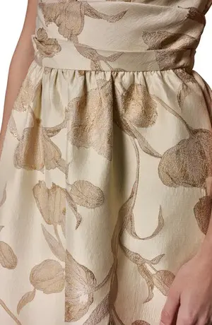 Donna Karan New York Floral Metallic Jacquard Gown