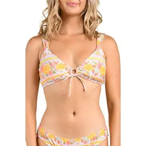 CITRUS Good Day Tie Front Bikini Top - White Multi