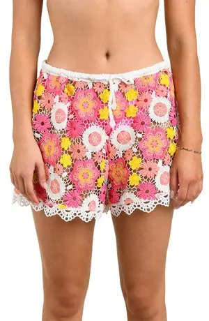 CITRUS Happy Open Stitch Cover-up Shorts - Pink