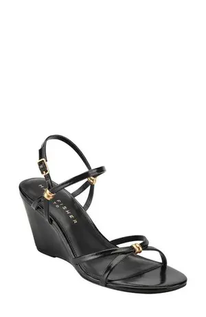 Marc Fisher Faithy Slingback Wedge Sandal - Black