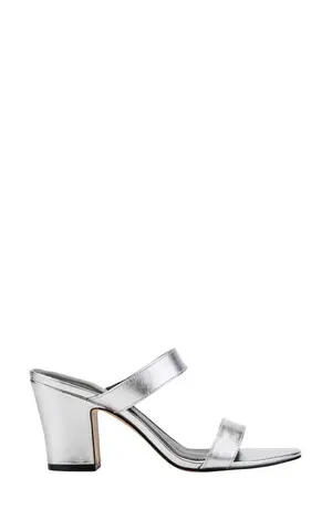 Marc Fisher Jessey Leather Slide Sandal - Silver