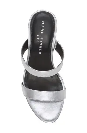 Marc Fisher Jessey Leather Slide Sandal - Silver