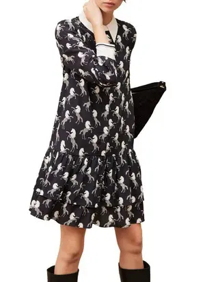 Mint Velvet Horse Print Mini Shirt Dress