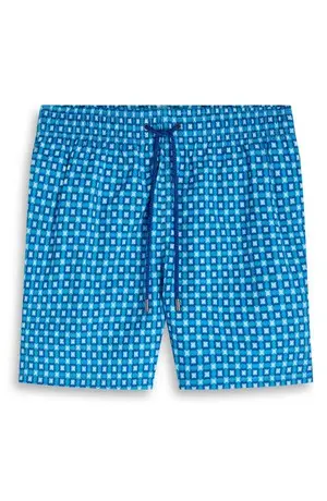 Bugatchi Kai Geo Print Swim Trunks - Aqua