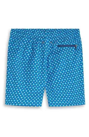 Bugatchi Kai Geo Print Swim Trunks - Aqua