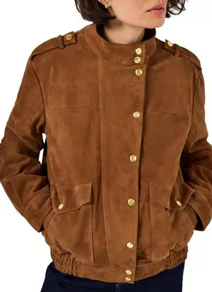Mint Velvet Suede Bomber Jacket