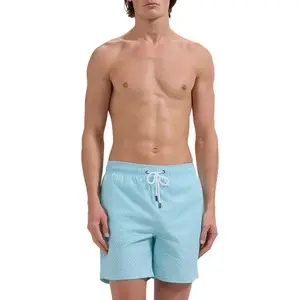 Bugatchi Kai Palm Print Swim Trunks - Aqua