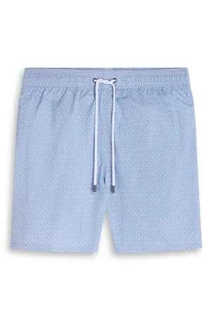 Bugatchi Kai Palm Print Swim Trunks - Vista Blue