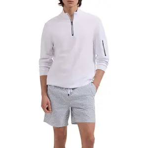 Bugatchi Kai Palm Print Swim Trunks - White