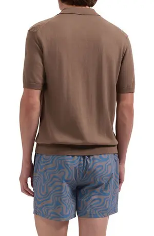 Bugatchi Cruz Wave Print Swim Trunks