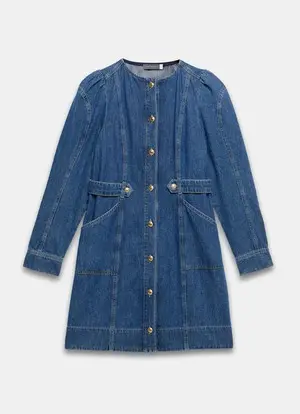 Mint Velvet Denim Puff Sleeve Mini Dress
