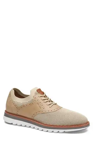 Johnston & Murphy Braxton Knit Saddle Shoe - Beige Knit/nubuck