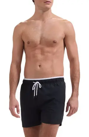 Bugatchi Quinn Colorblock Swim Trunks - Black
