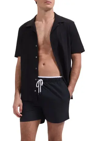 Bugatchi Quinn Colorblock Swim Trunks - Black
