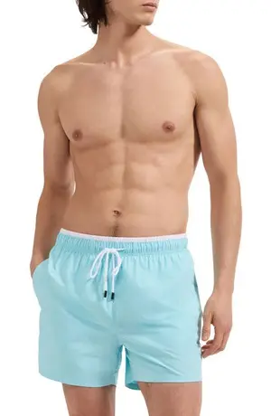 Bugatchi Quinn Colorblock Swim Trunks Turquoise