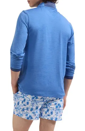 Bugatchi Tropical Print Swim Trunks - Classic Blue
