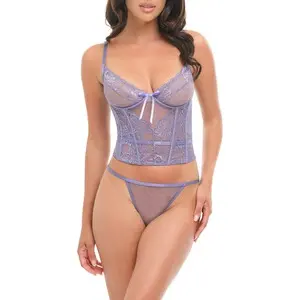 OH LA LA CHERI Vanessa Underwire Bustier & G-string Set - Purple Haze