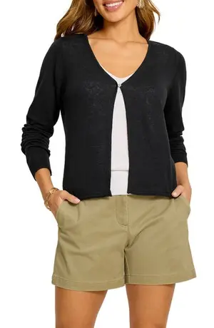 Tommy Bahama Adeline Linen Blend Jersey Cardigan - Black