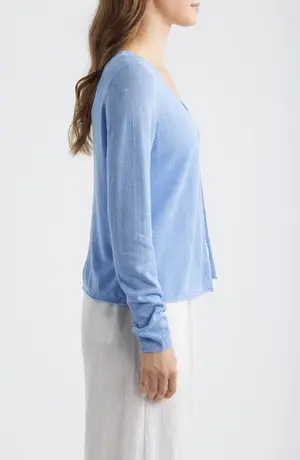 Tommy Bahama Adeline Linen Blend Jersey Cardigan - Grape Pools