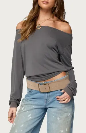 EDIKTED Off-the-shoulder Top - Dark-gray