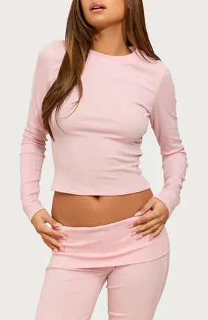 EDIKTED Ivanne Long Sleeve Top - Pink