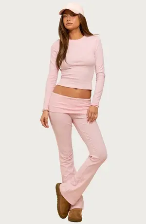 EDIKTED Ivanne Long Sleeve Top - Pink