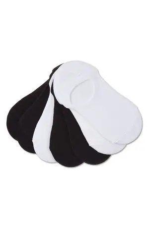 MEMOI 7-Pair No Show Sneaker Liner Socks White-black
