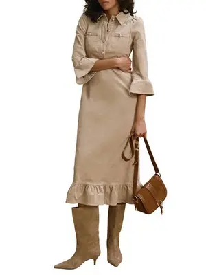 Mint Velvet Corduroy Shirt Midi Dress