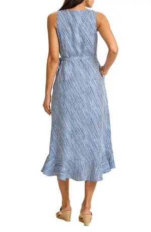 Tommy Bahama Striped Linen Wrap Midi Dress