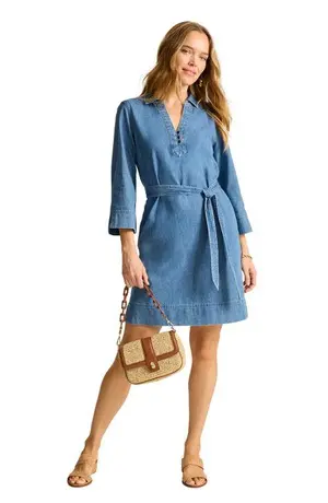Tommy Bahama Belted Denim Shirt Dress - Indigo Oasis Wash