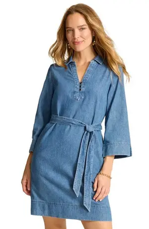 Tommy Bahama Belted Denim Shirt Dress - Indigo Oasis Wash