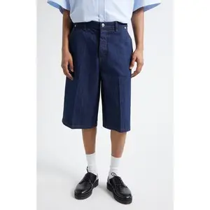 AMI Paris Loose Fit Denim Bermuda Shorts - Indigo