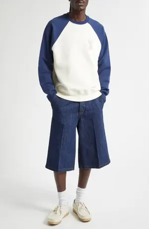 AMI Paris Loose Fit Denim Bermuda Shorts - Indigo
