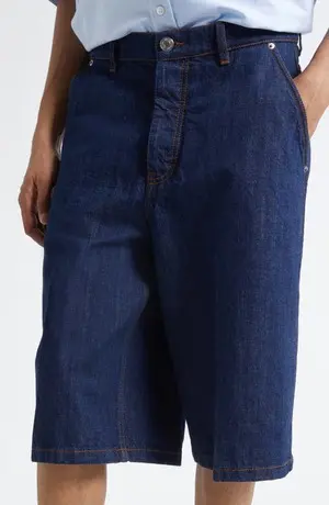 AMI Paris Loose Fit Denim Bermuda Shorts - Indigo