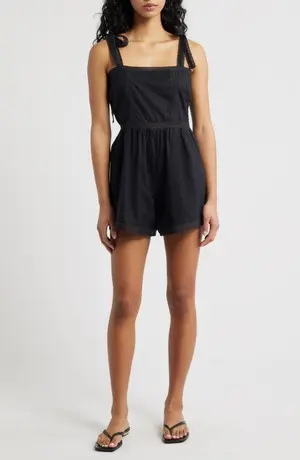 Faithfull The Brand Emilia Cotton Romper - Fresco Lace Black